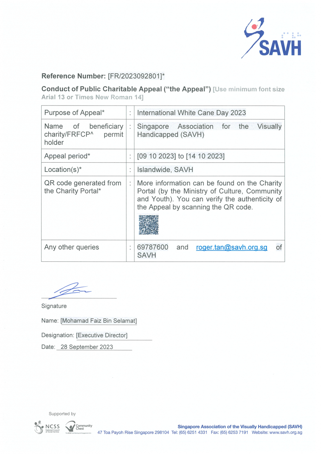 Raise Fund – Singapore Association of the Visually Handicapped